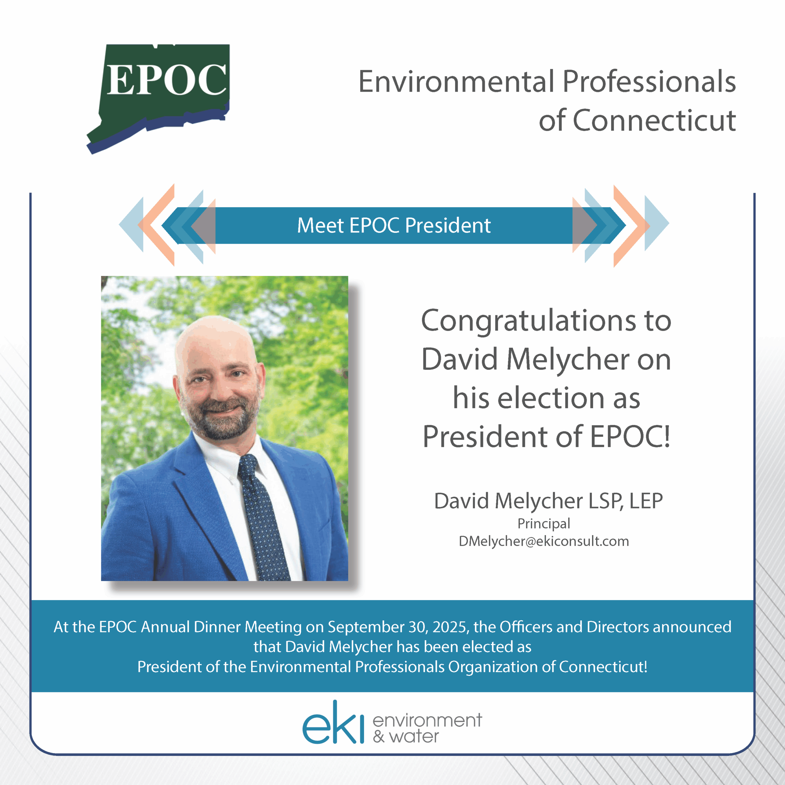 EKI Congratulates David Melycher on becoming President of the ...